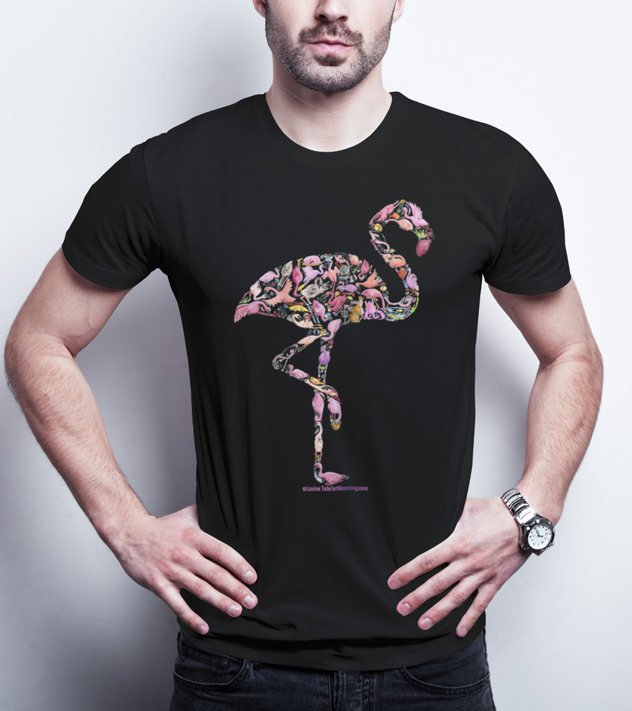 Pink Flamingo Womens Girls Perfect Louise Tate ArtLicensing.com T-Shirt