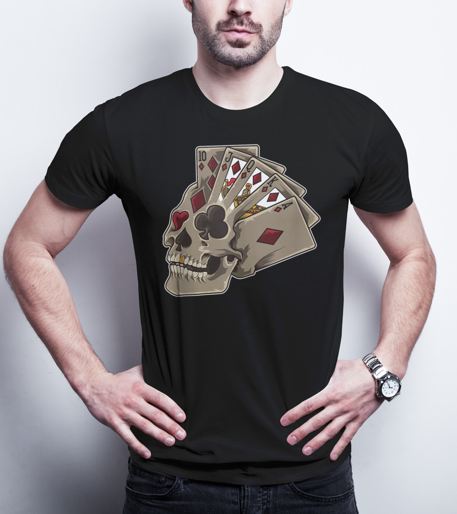 Skull With Poker Cards Casino Theme Party Tank T-Shirt