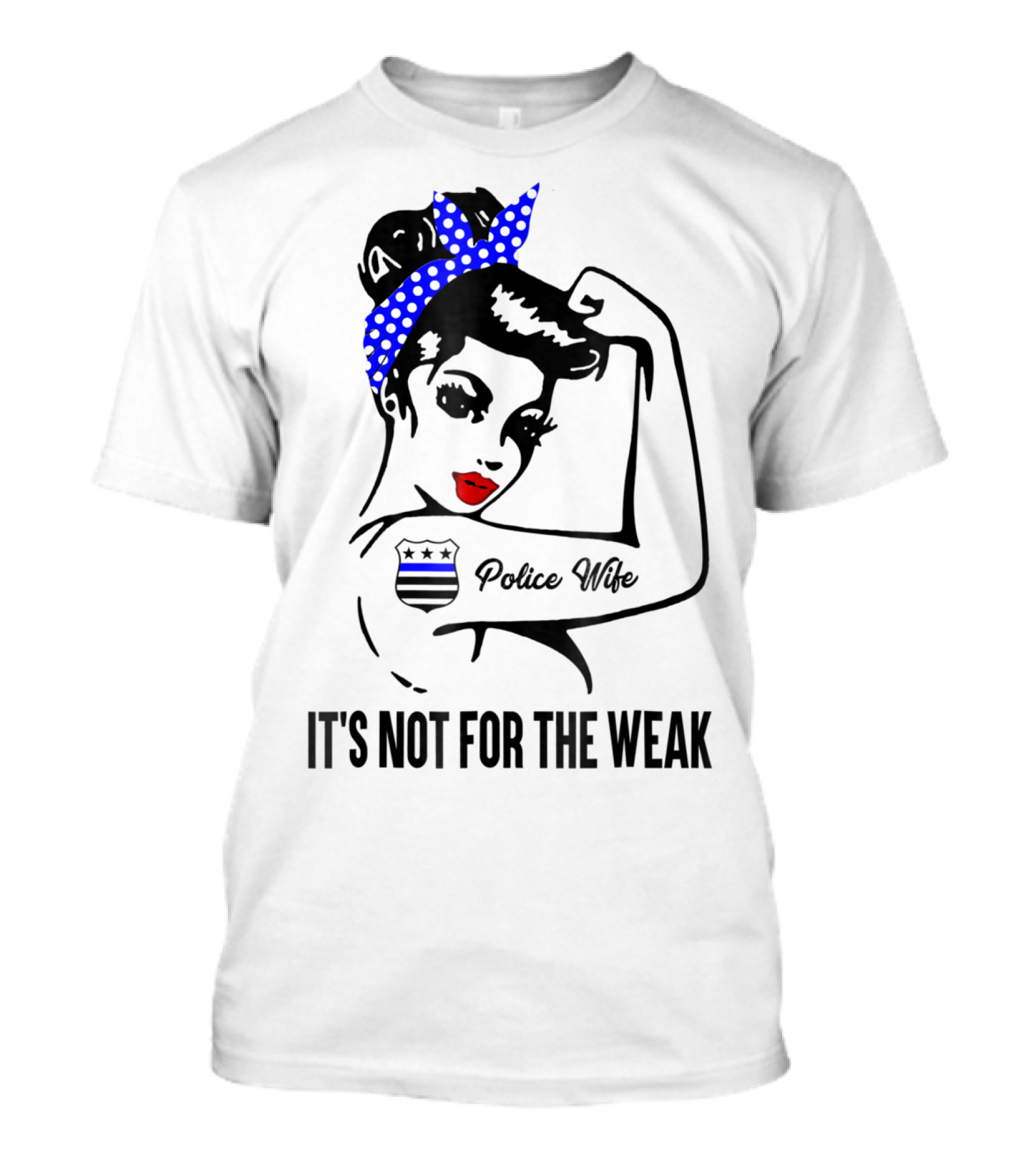 Police Wife Strength Blue Polka Dot Bandana Icon Tattoo T-Shirt