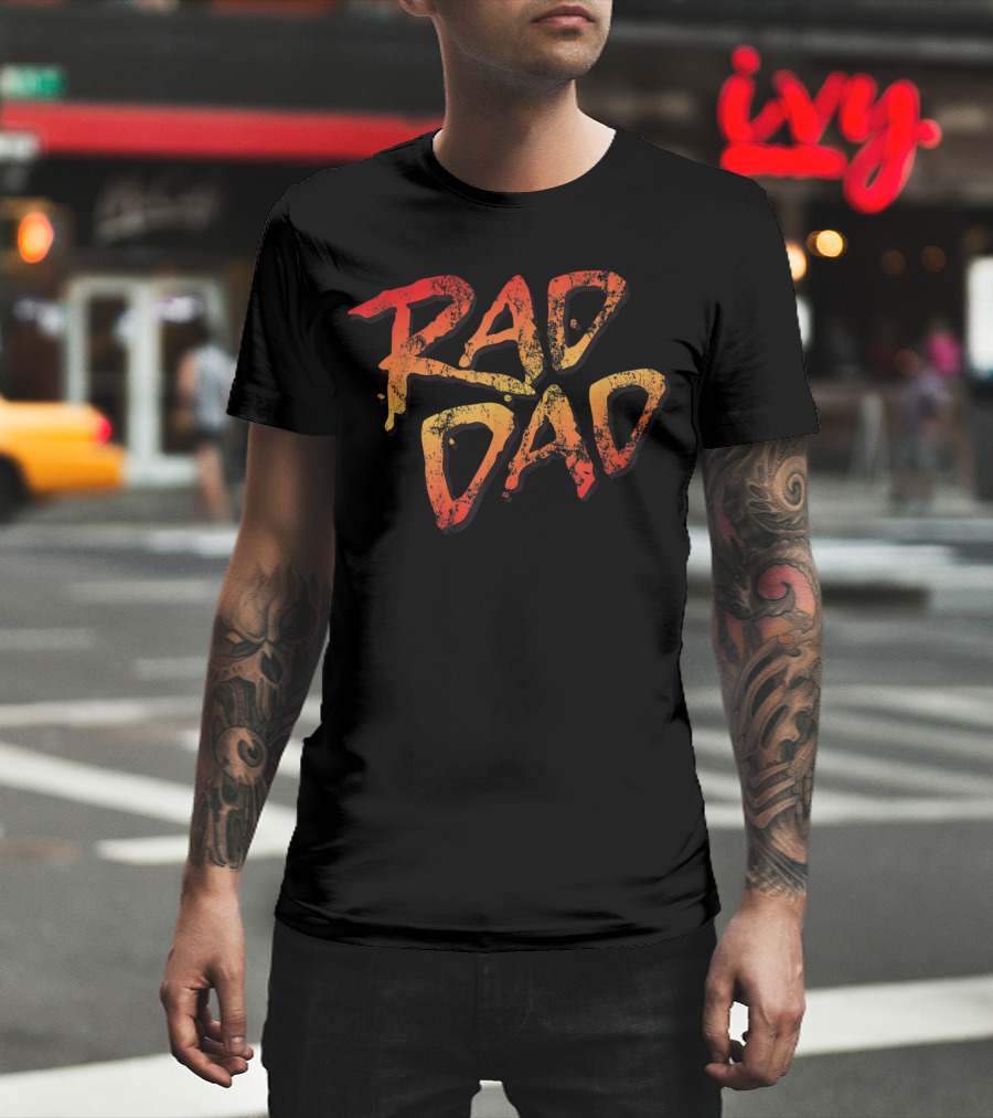 RAD DAD 80s Nostalgic Retro Style Vintage Color Burst T-Shirt
