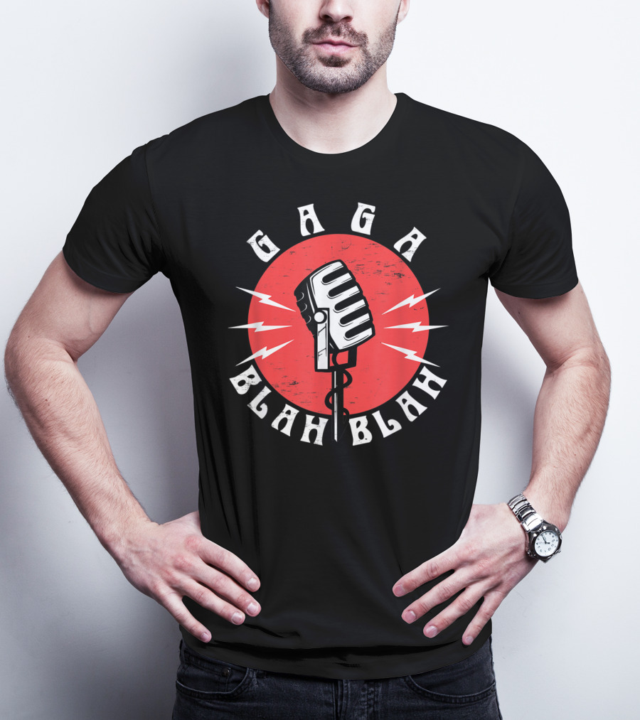 GAGA BLAH BLAH Vintage Microphone Red Circle T-Shirt