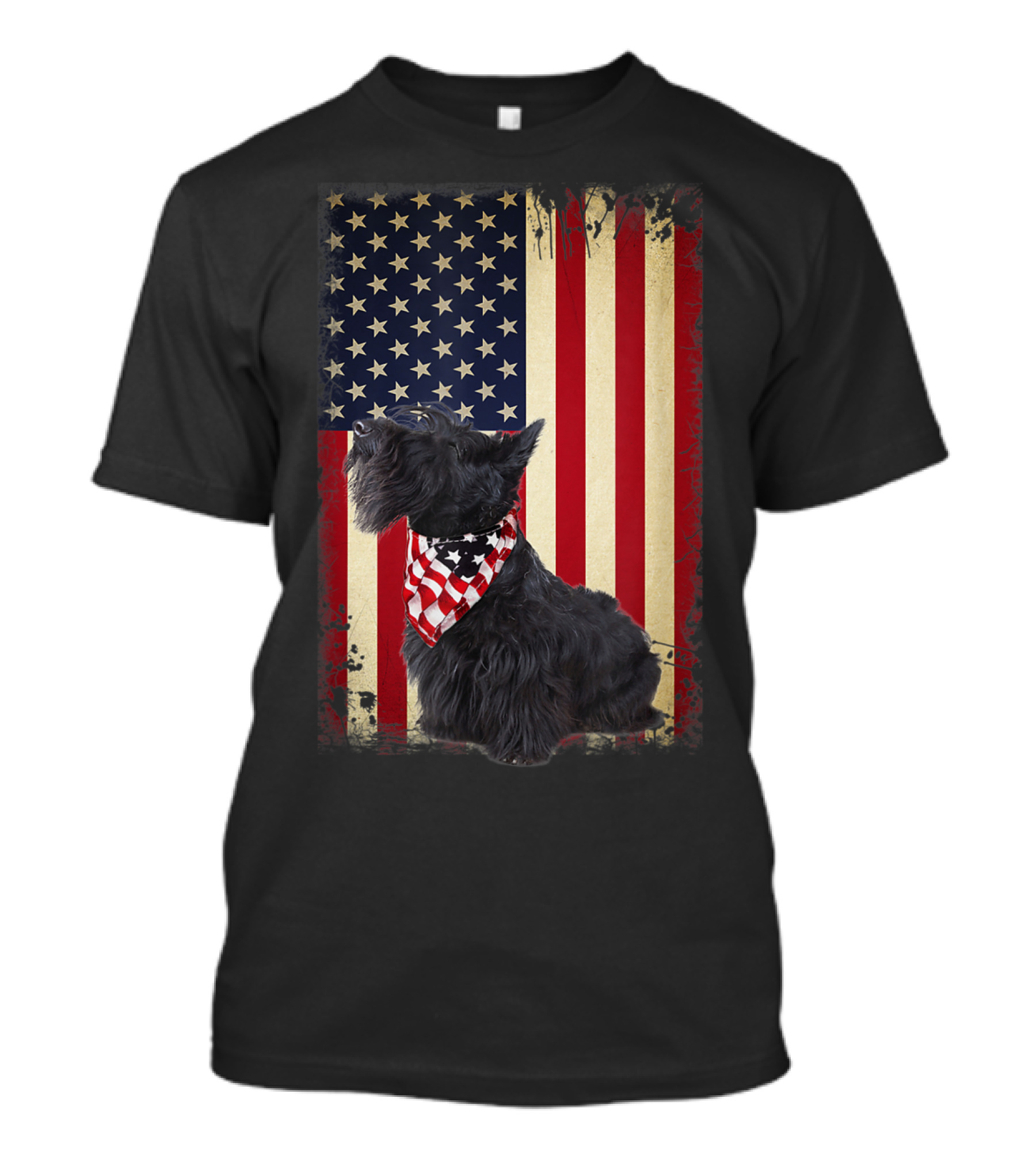Scottish Terrier American Flag Bandana T-Shirt