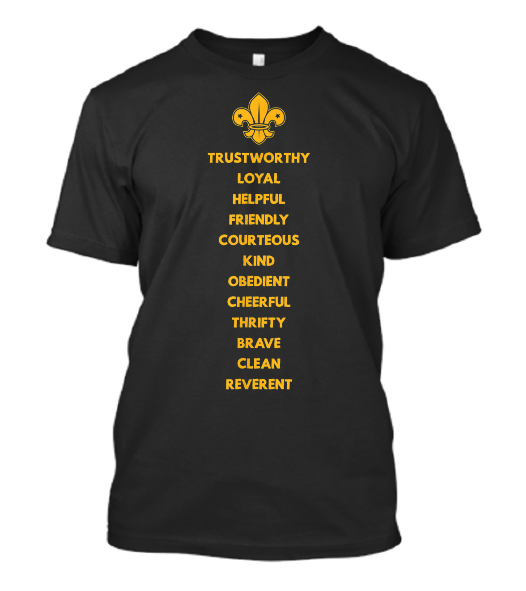 Scout Law Trustworthy Loyal Helpful Friendly Courteous Obedient Cheerful Thrifty Brave Clean Reverent T-Shirt