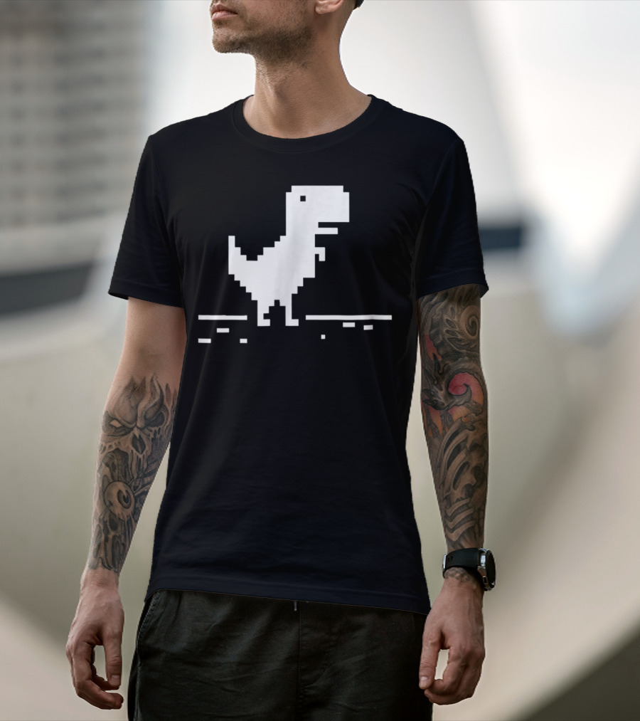 T Rex Pixel Dinosaur No Internet Game T-Shirt