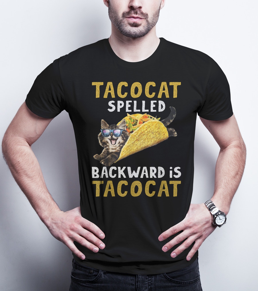 TacoCat Spelled Backward Is Tacocat Sunglasses Cool Cat Taco T-Shirt
