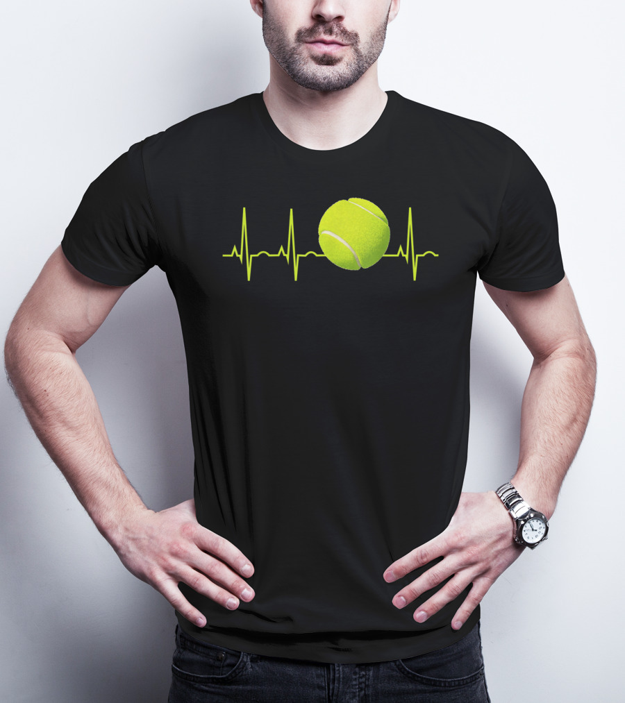 Tennis Lover Heartbeat Tennis Ball T-Shirt