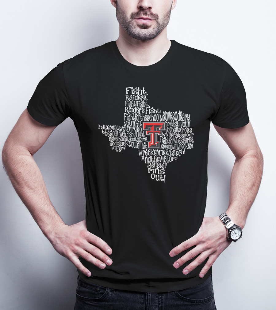 Texas Tech Red Raiders Fight Song Map Texas Shape T-Shirt