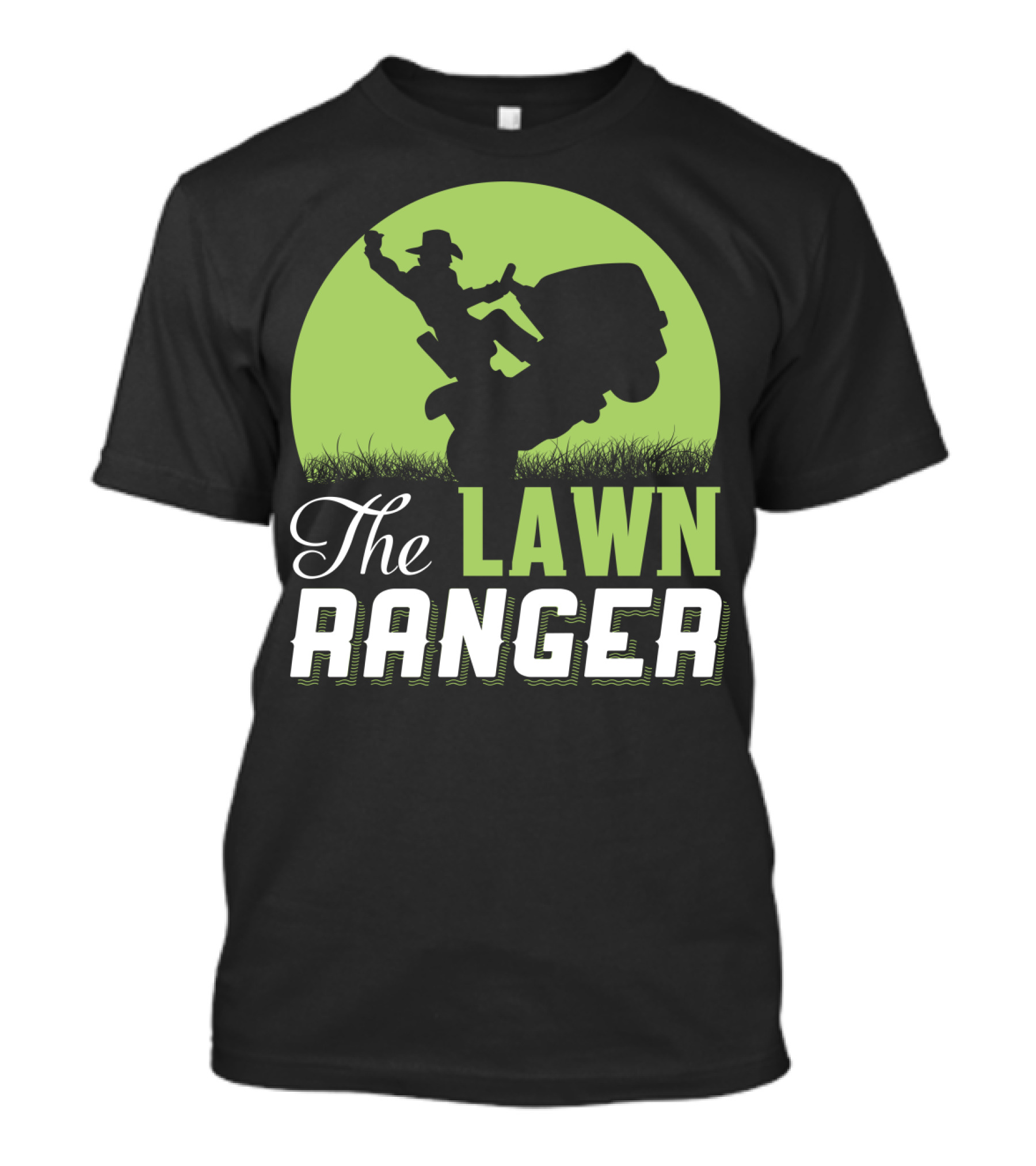 The Lawn Ranger Funny Mowing Cowboy On Ride-On Lawnmower T-Shirt