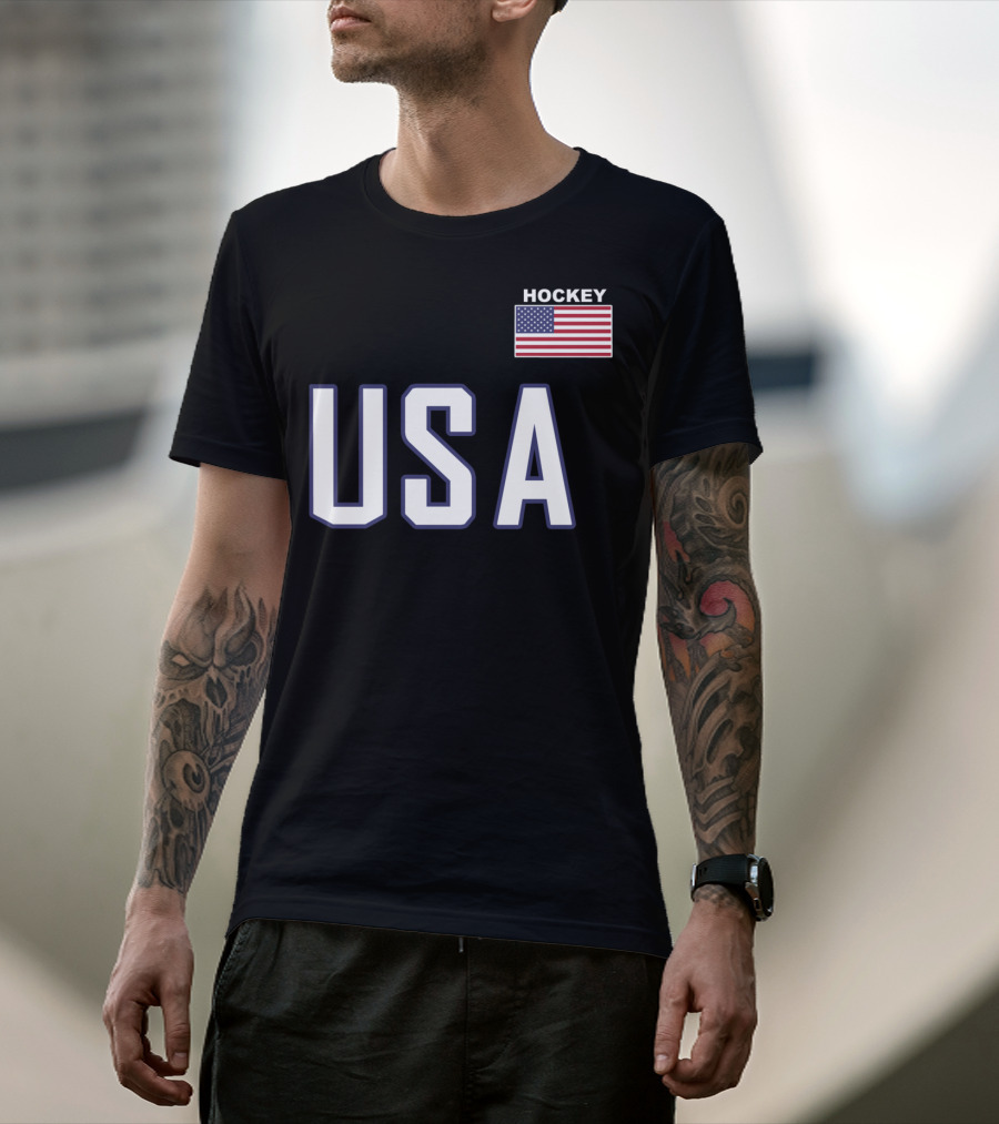 USA Flag Hockey Pocket Equipment Jacket T-Shirt