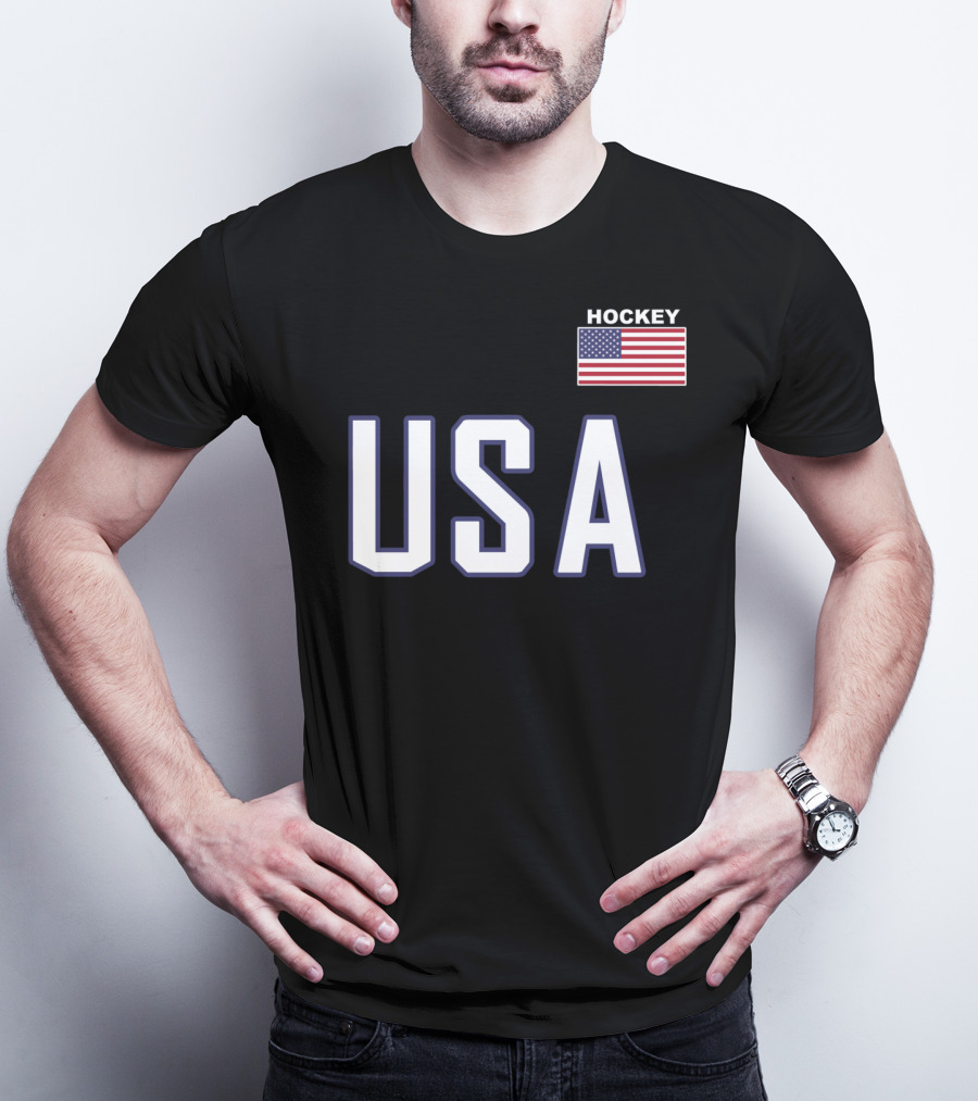 USA Flag Hockey Pocket Equipment Jacket T-Shirt