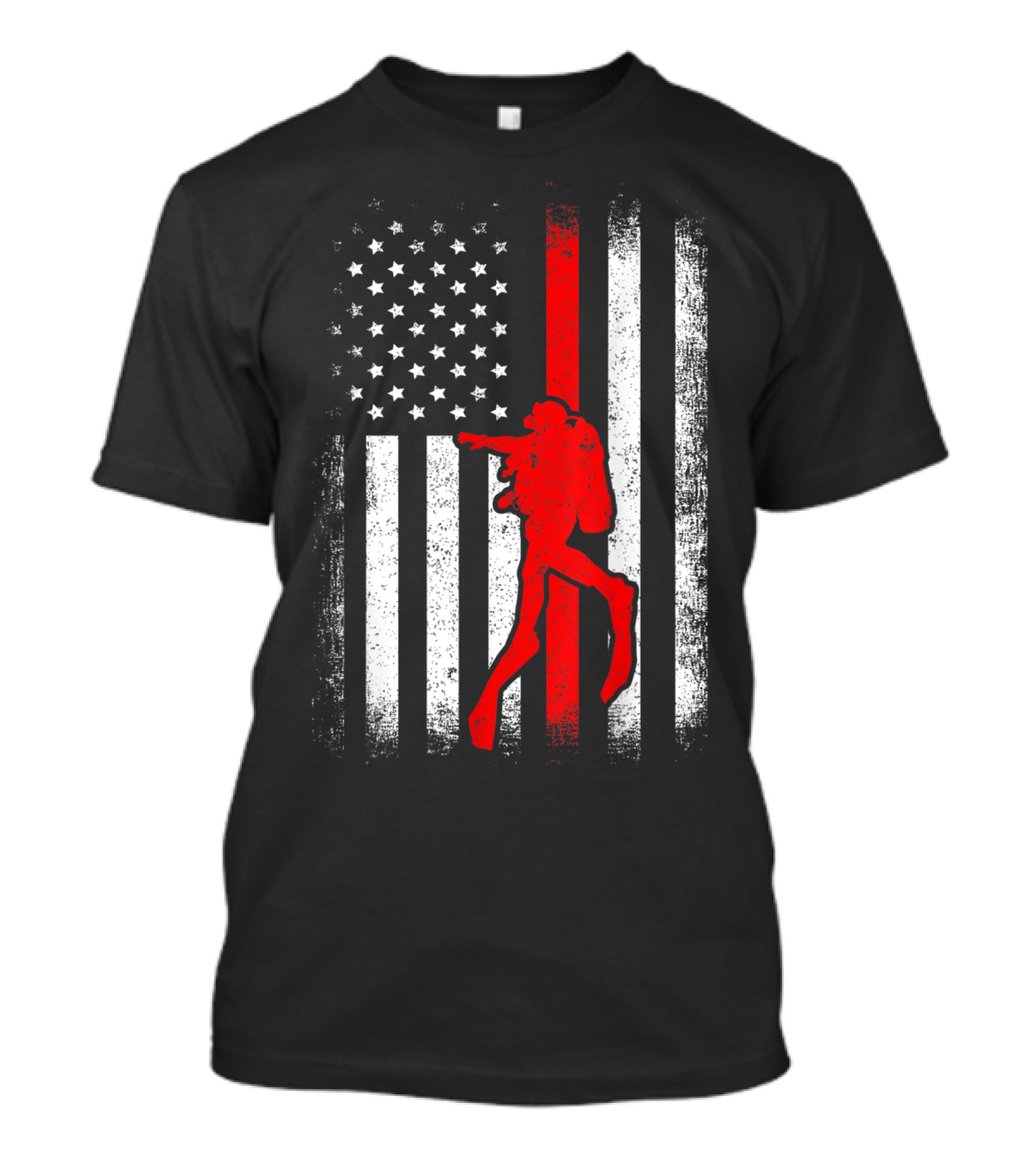 USA American Flag Red White Vintage Scuba Diving Iconic T-Shirt