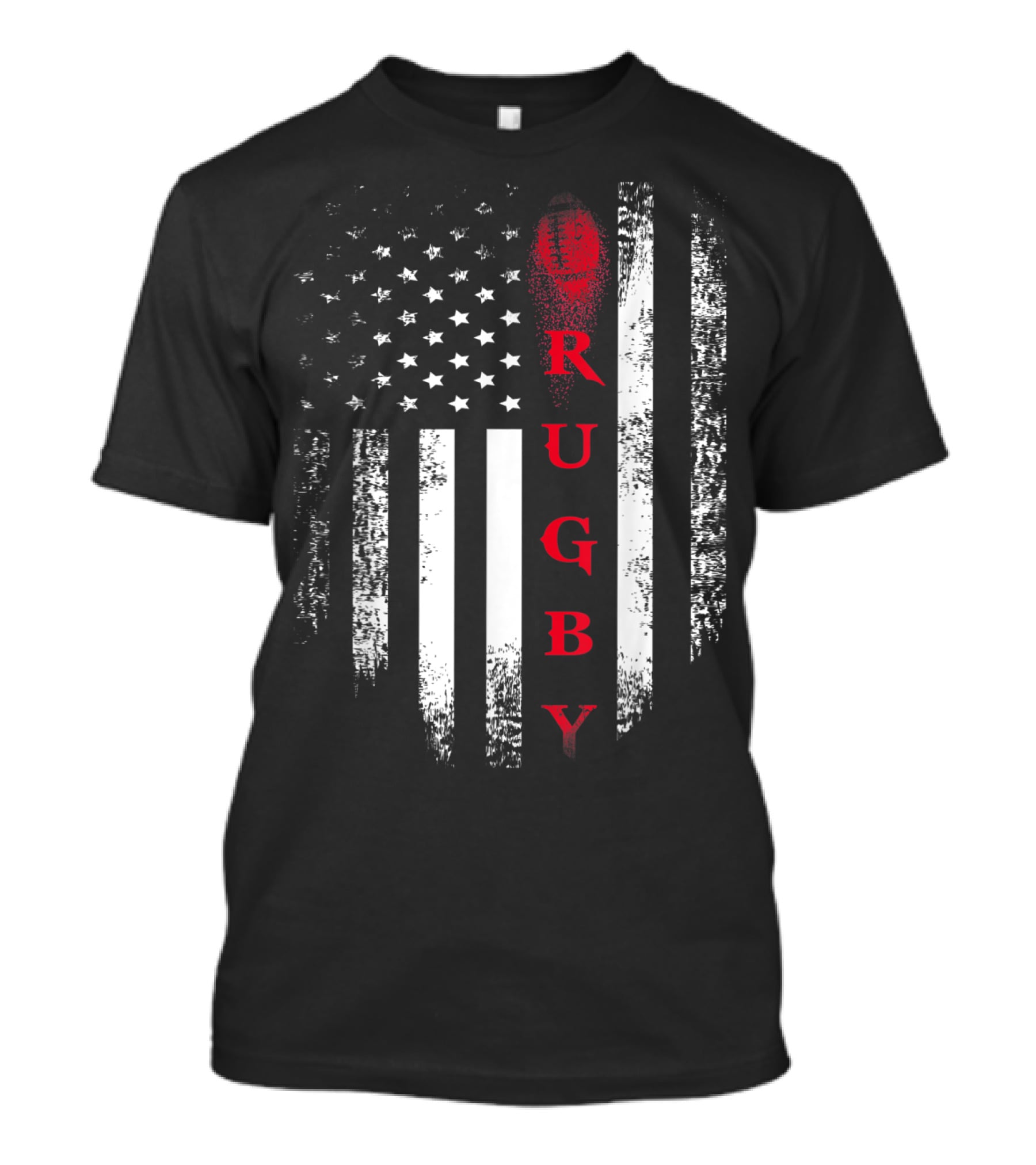 Vintage USA American Flag Red Rugby Football Stars Stripes T-Shirt