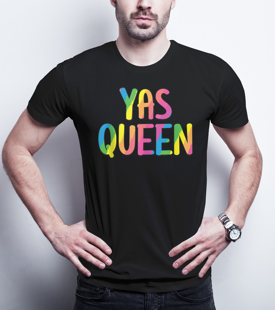Yas Queen Colorful Pride Letters T-Shirt
