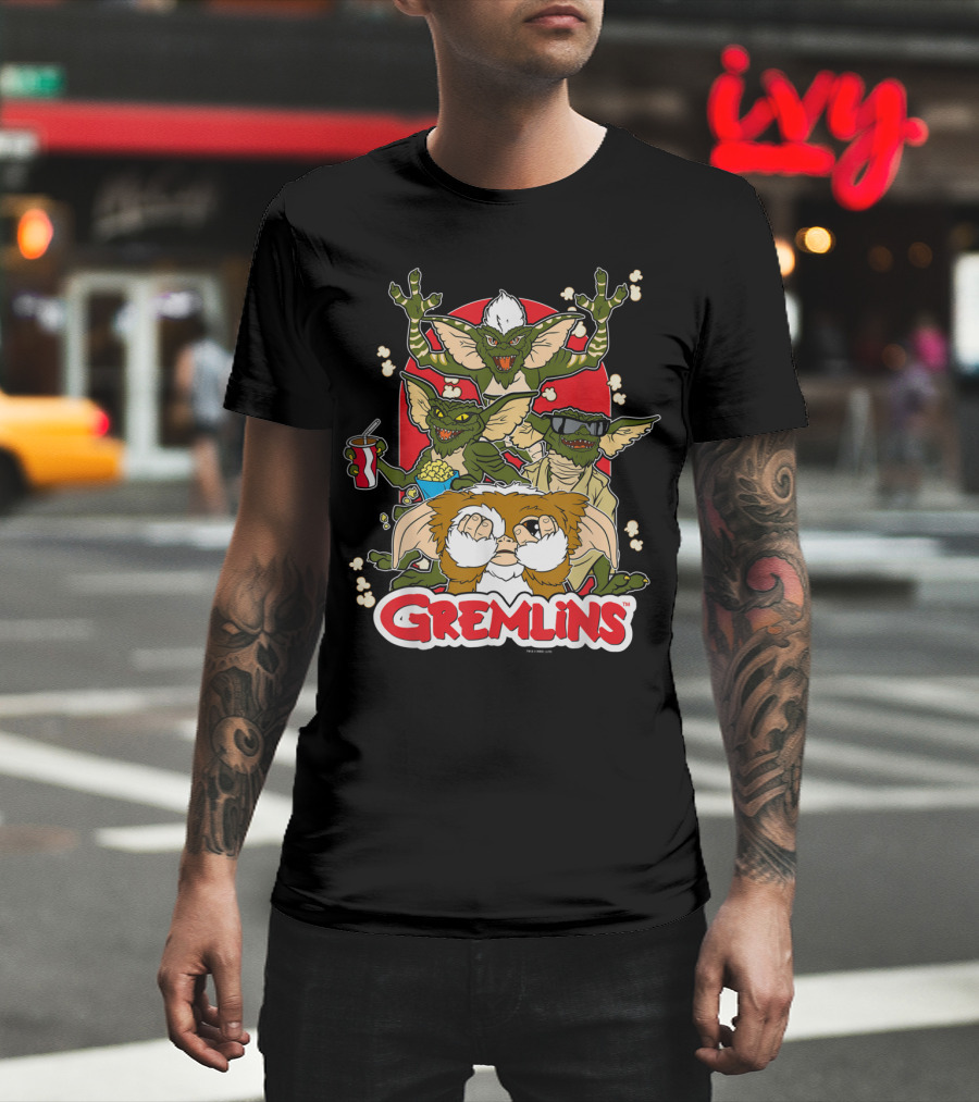 Gremlins Eating Popcorn Movie Snack Fun T-Shirt