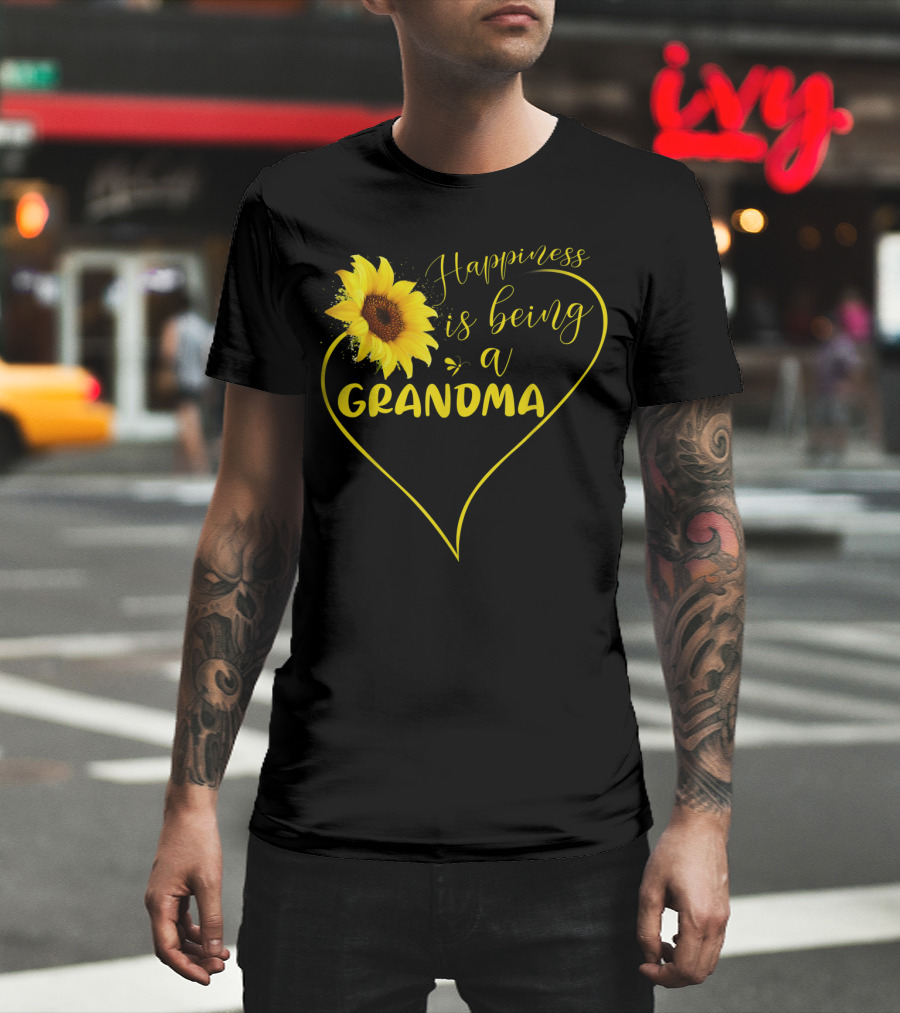 Happiness Is Being A Grandma Sunflower Heart T-Shirt