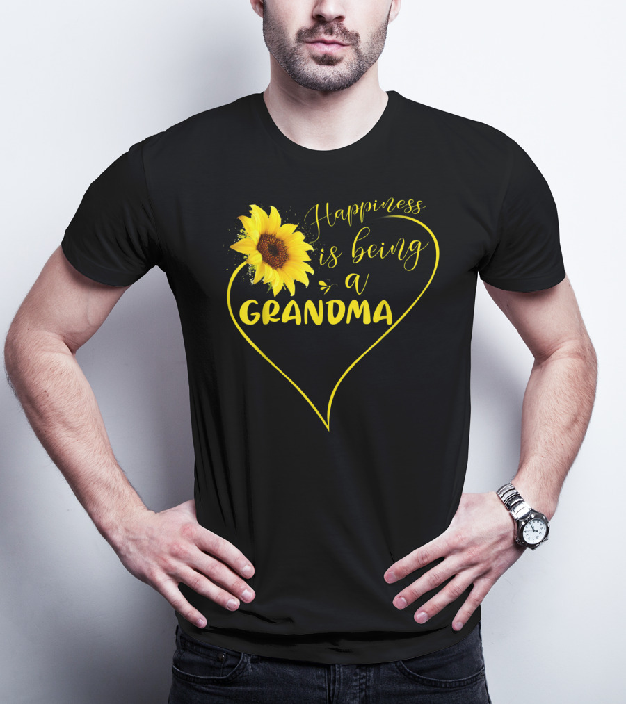 Happiness Is Being A Grandma Sunflower Heart T-Shirt