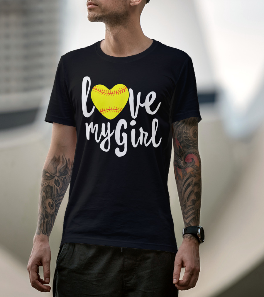 Love My Girl Softball Heart T-Shirt