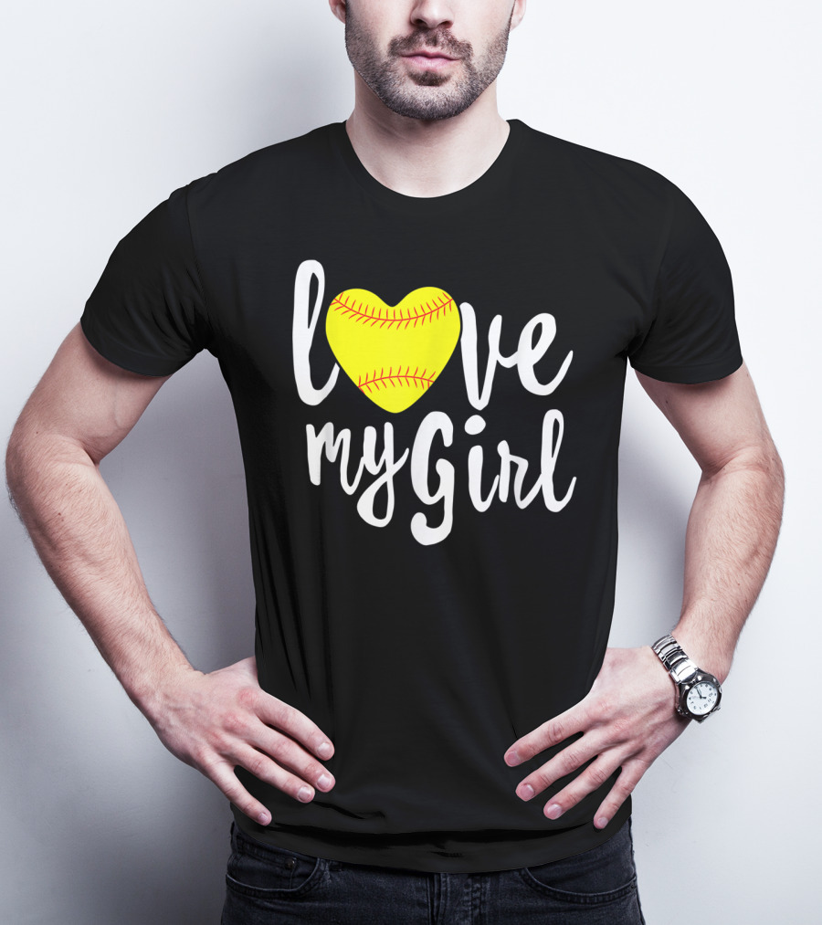 Love My Girl Softball Heart T-Shirt