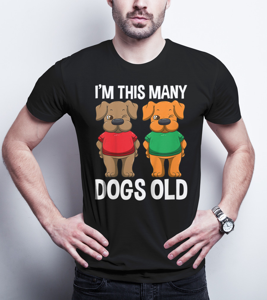 I'm This Many Dogs Old Cute Kids 2 Yr Boy Girl Birthday T-Shirt
