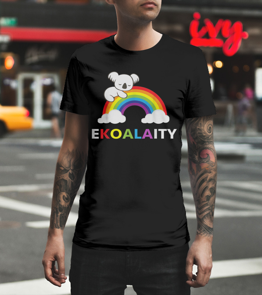 EKOALAITY Koala Rainbow Flag Gay Pride T-Shirt