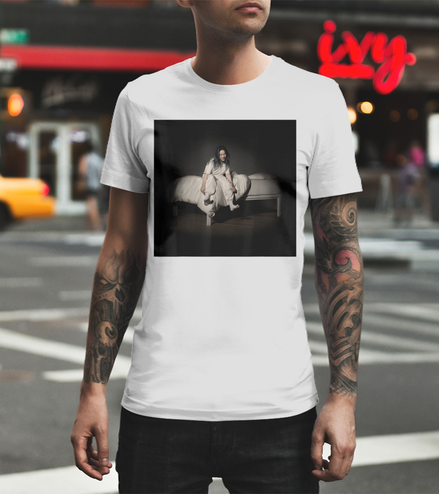 Billie Eilish Mens Album Cover Photo Bed Scene T-Shirt