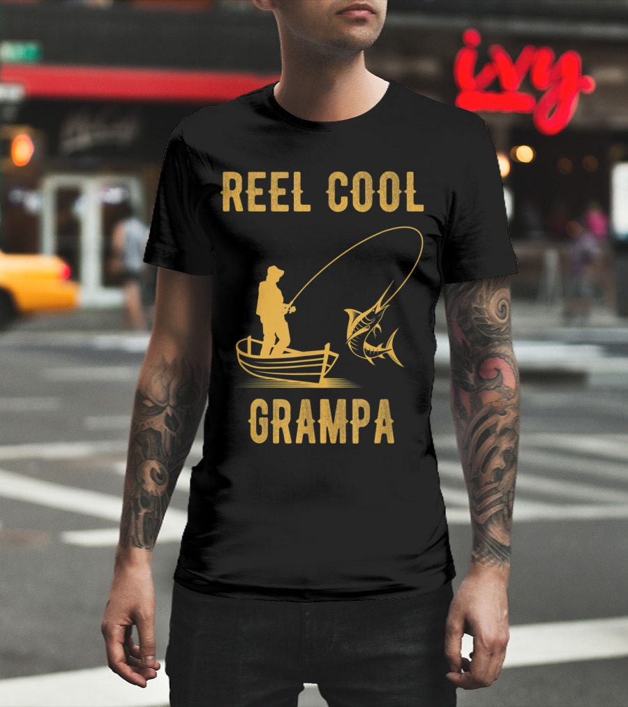 Reel Cool Grampa Fishing Boat And Catching Fish T-Shirt