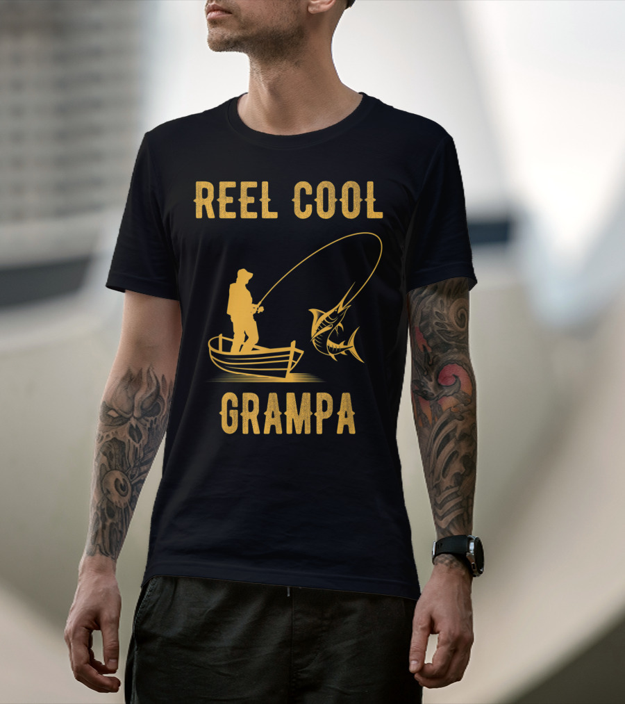 Reel Cool Grampa Fishing Boat And Catching Fish T-Shirt