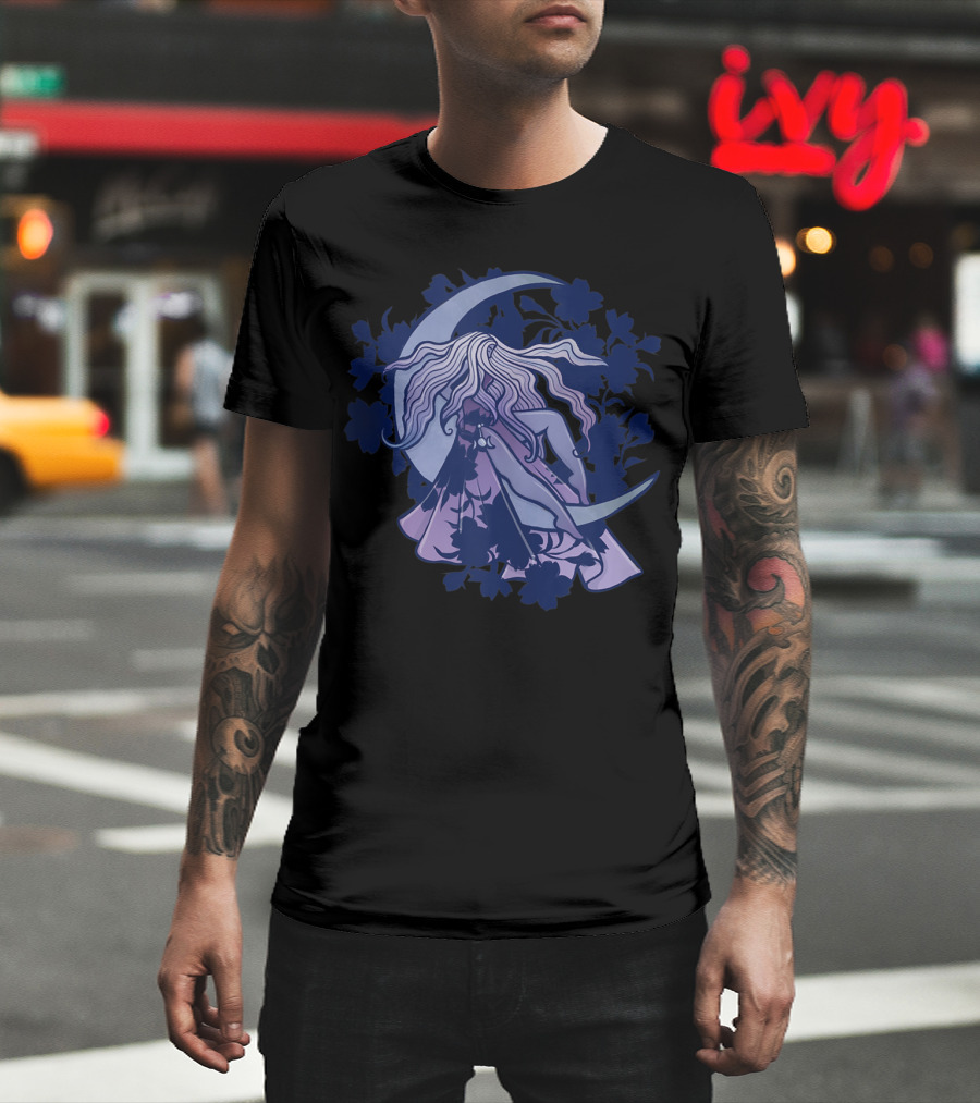 Moon Child Goddess Pagan Crescent Moon Floral T-Shirt
