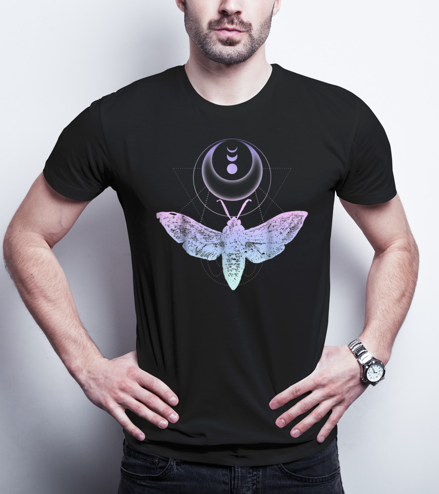 Pastel Goth Moth Crescent Moon Witchy Aesthetic T-Shirt