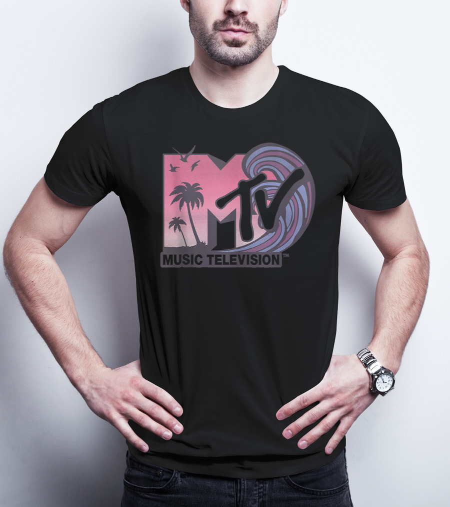 MTV Music Television Palm Trees And Waves T-Shirt