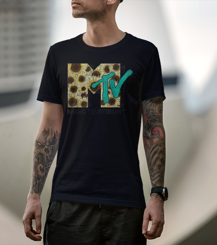 MTV Music Television Distressed Vintage Sunflower T-Shirt