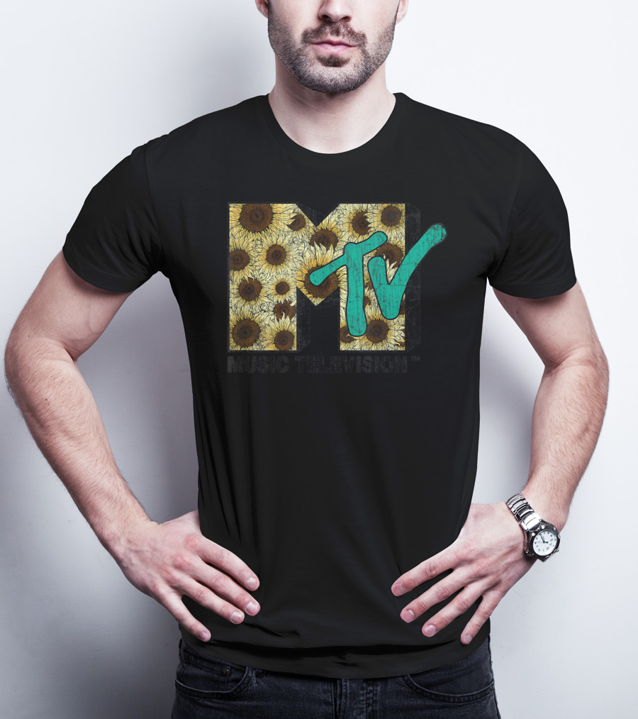 MTV Music Television Distressed Vintage Sunflower T-Shirt