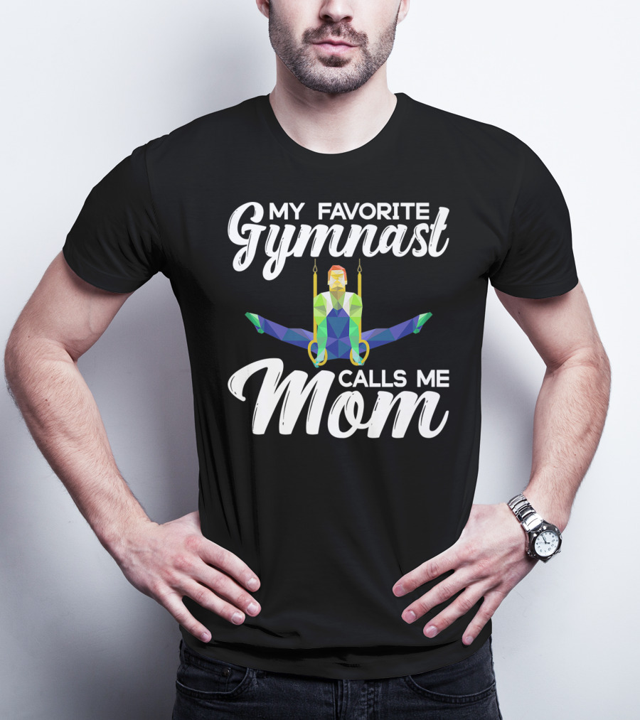My Favorite Gymnast Calls Me Mom Geometric Rings T-Shirt