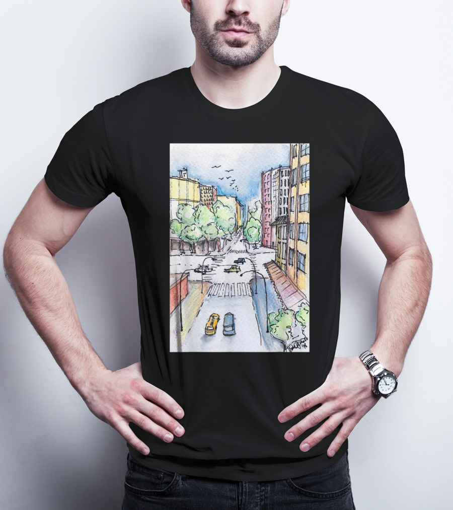 New York City Urban Street View From The Highline With Cars And Buildings T-Shirt