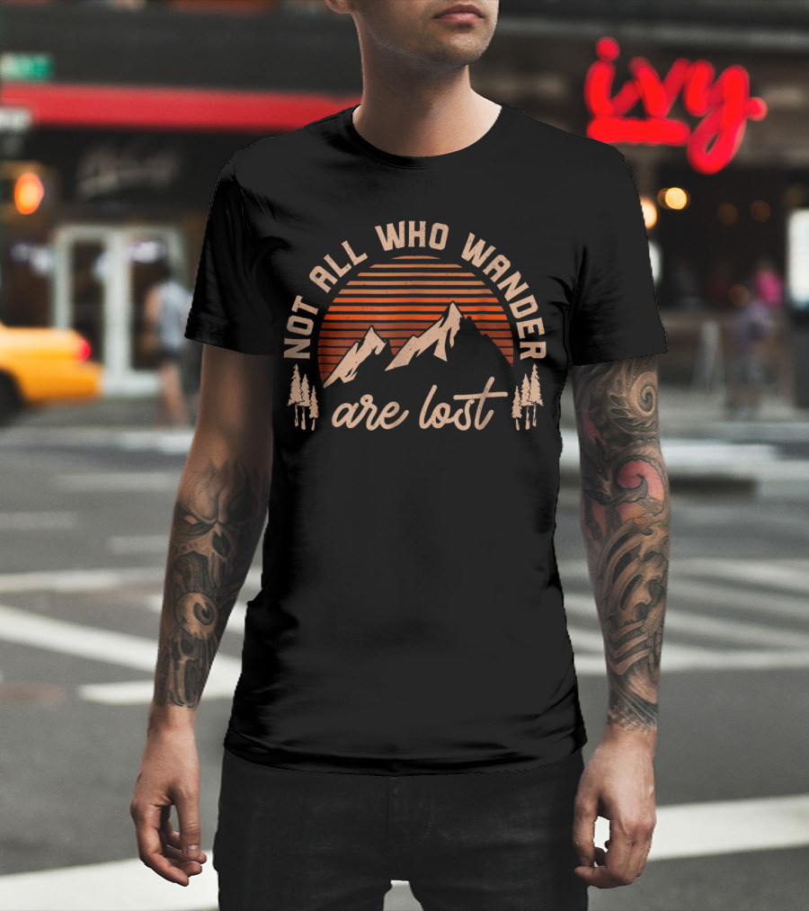 Not All Who Wander Are Lost Vintage Mountain Sunset T-Shirt