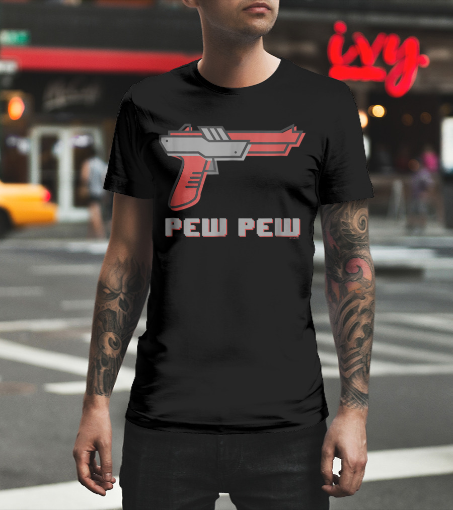 Pew Pew Retro Gaming Gun T-Shirt