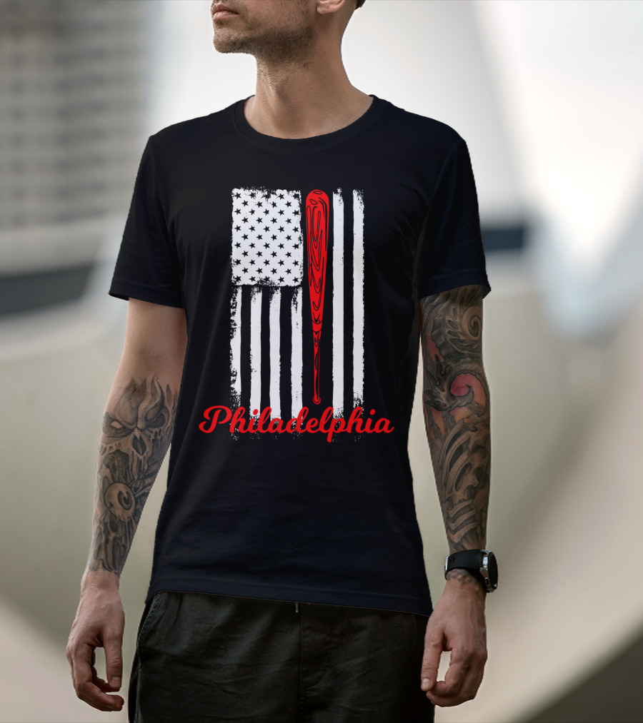 Philadelphia Baseball Flag American Bat T-Shirt