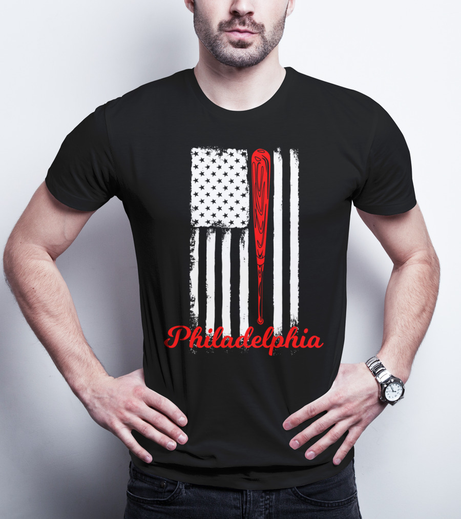 Philadelphia Baseball Flag American Bat T-Shirt