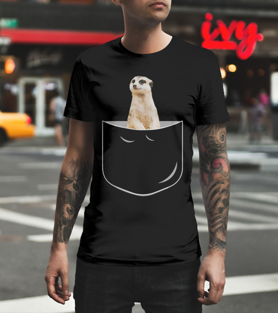 Pocket Meerkat Funny Meerkat In Pocket Standing Cute Wildlife Surrogate T-Shirt