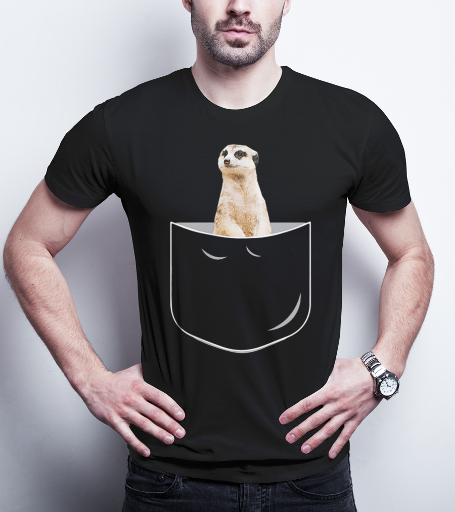 Pocket Meerkat Funny Meerkat In Pocket Standing Cute Wildlife Surrogate T-Shirt