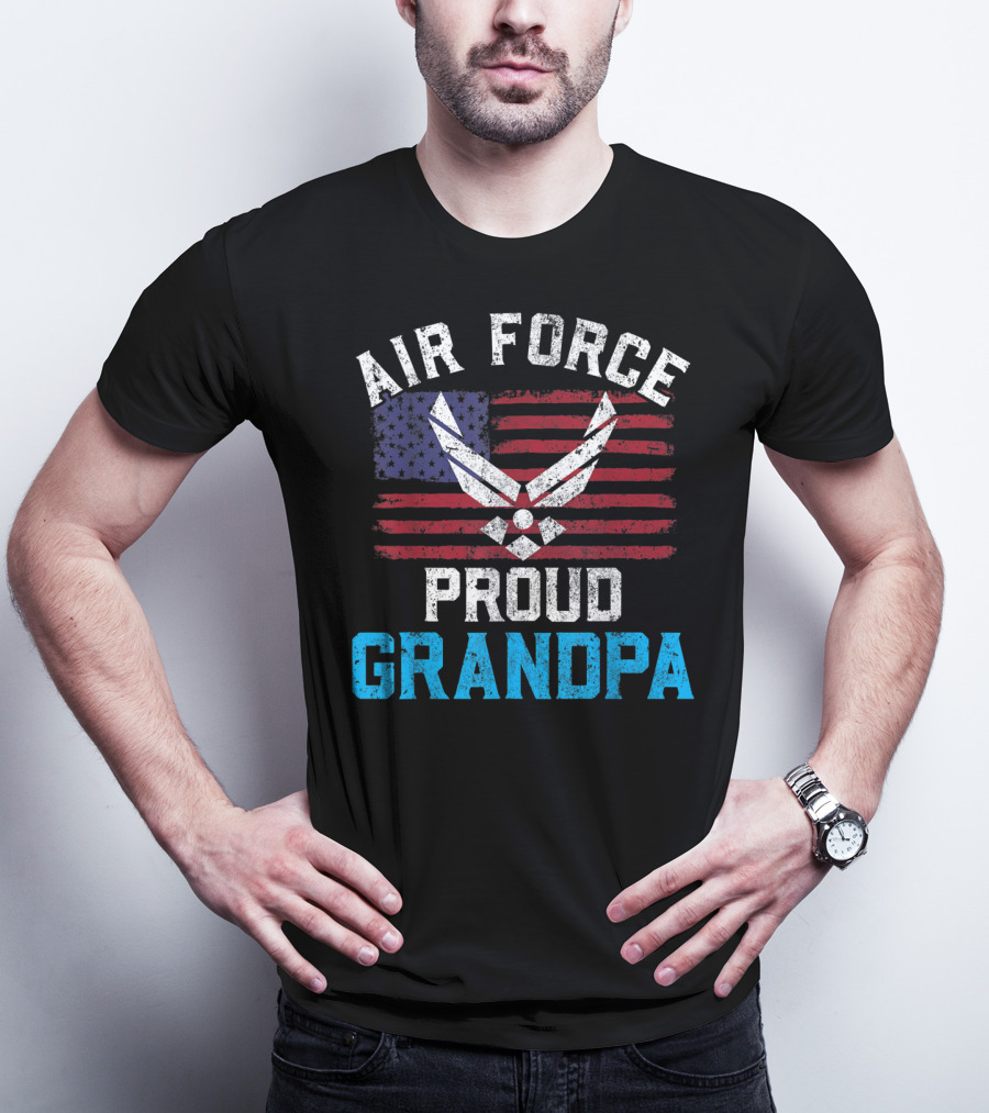 Proud Air Force Grandpa American Flag T-Shirt