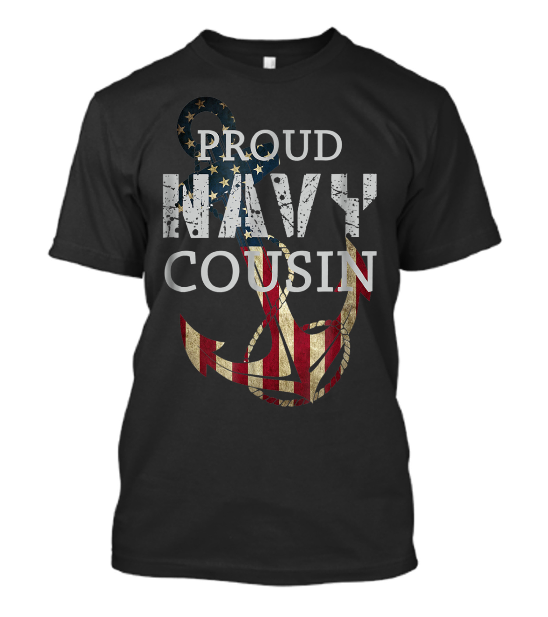 Proud Navy Cousin American Flag Anchor T-Shirt