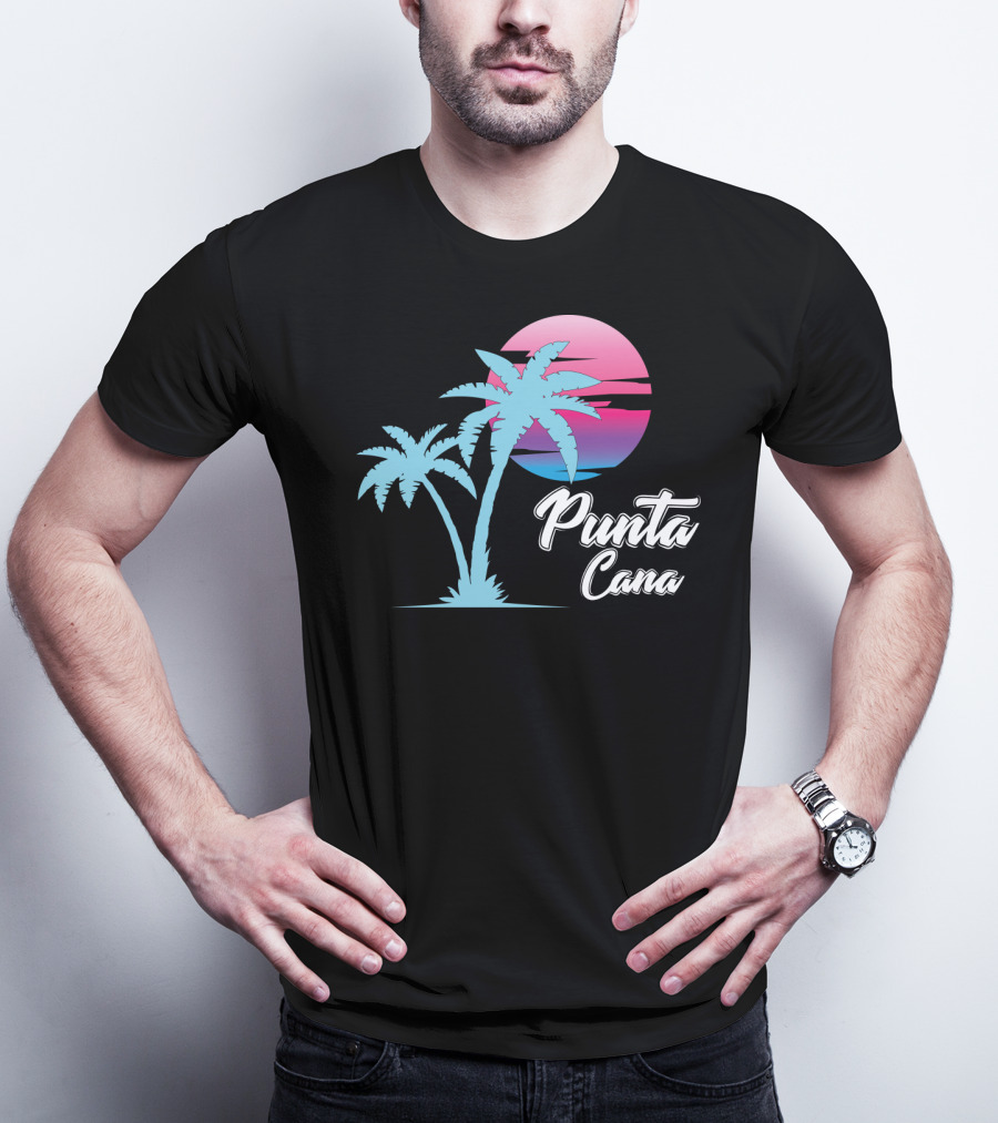 Punta Cana Cool Dainty Beach Lovers Sunset Palm Trees T-Shirt
