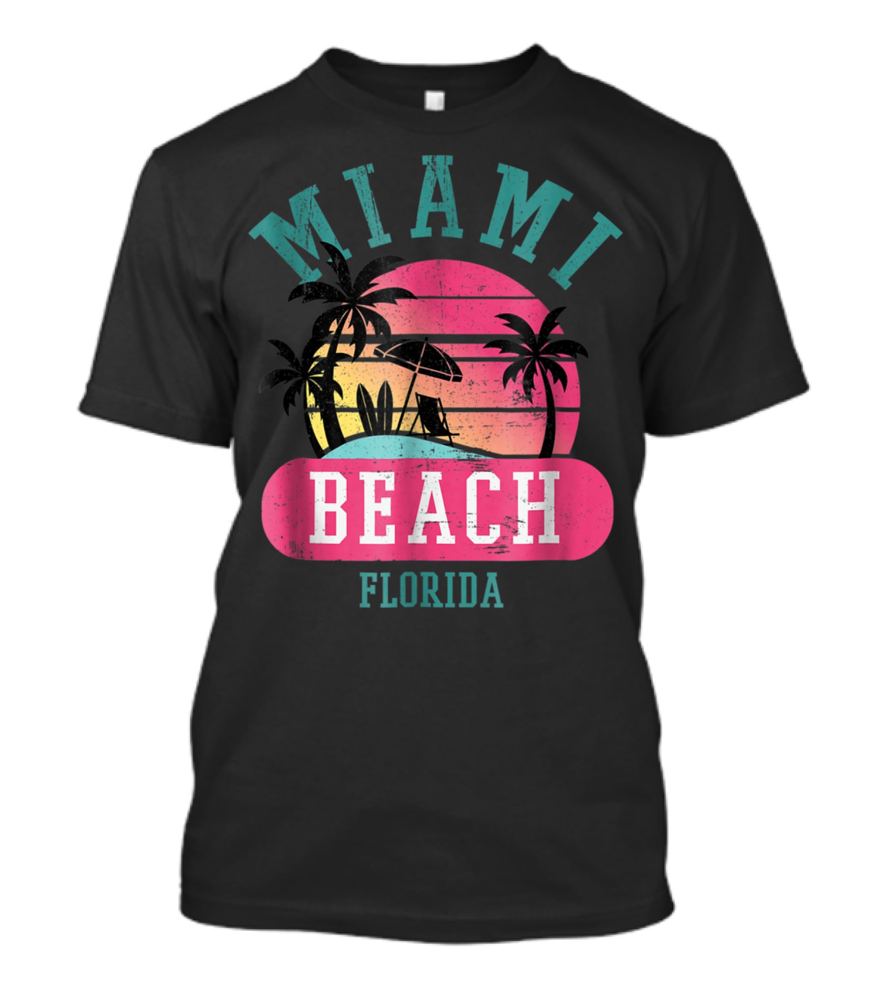 Miami Beach Florida Retro Cool Sun And Palm Trees T-Shirt