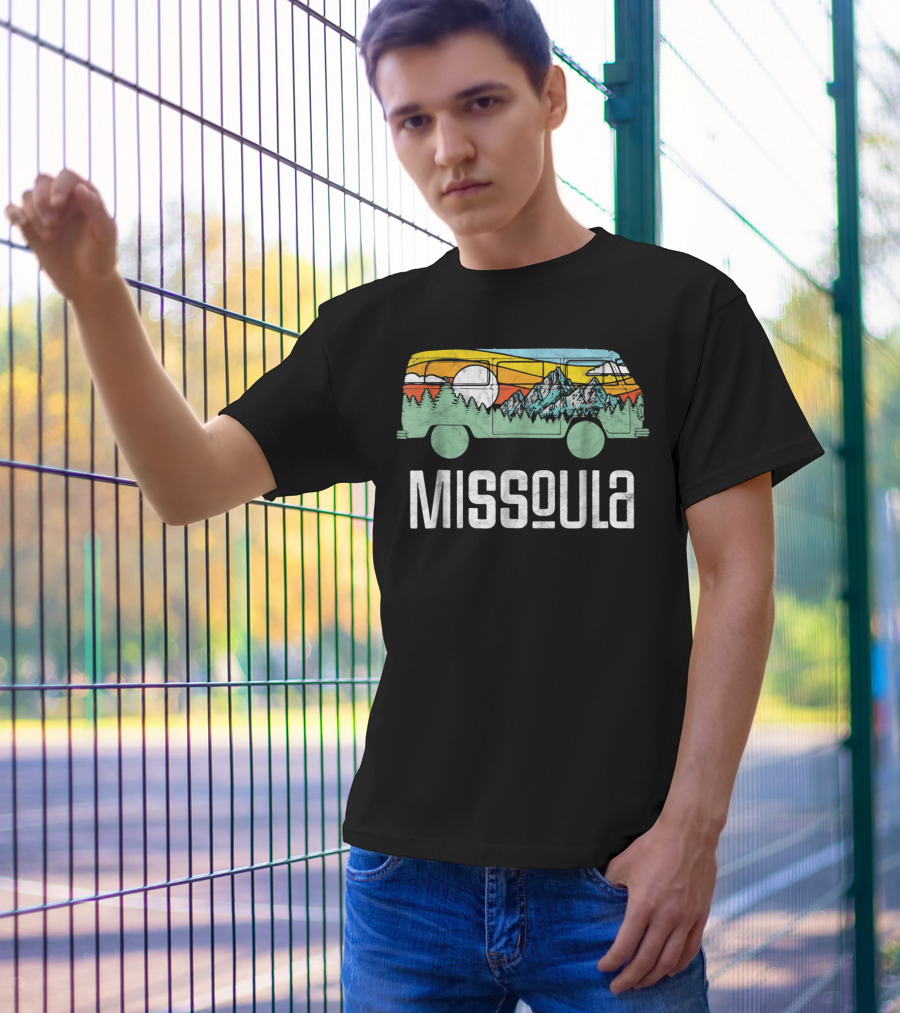 Missoula Montana Retro Hippie Van Nature Scene T-Shirt