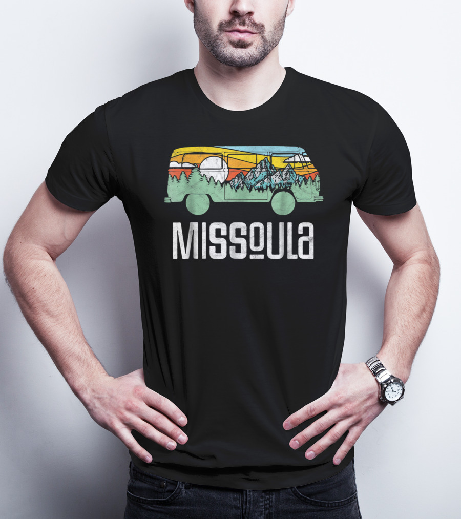 Missoula Montana Retro Hippie Van Nature Scene T-Shirt