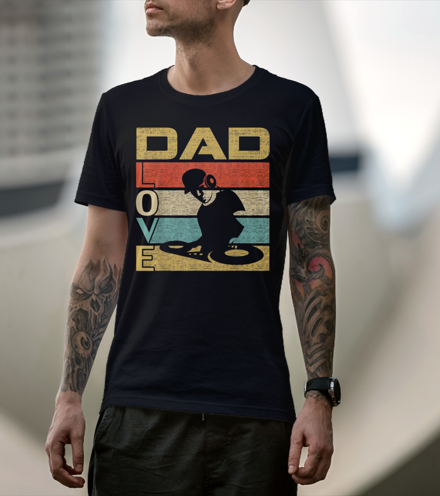 Retro Vintage Dad Love DJ Deejay Funny Father's T-Shirt