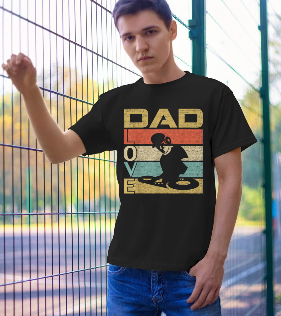 Retro Vintage Dad Love DJ Deejay Funny Father's T-Shirt