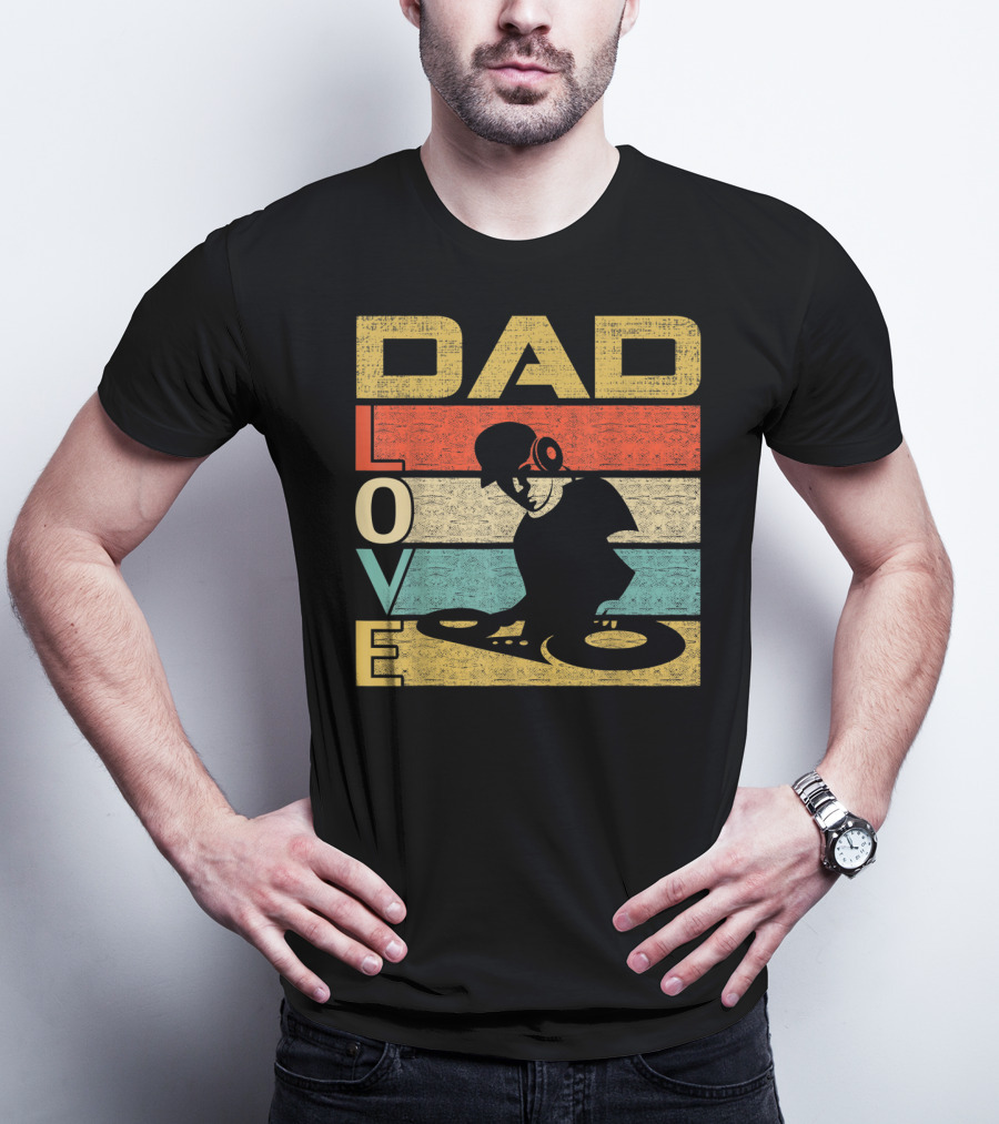 Retro Vintage Dad Love DJ Deejay Funny Father's T-Shirt
