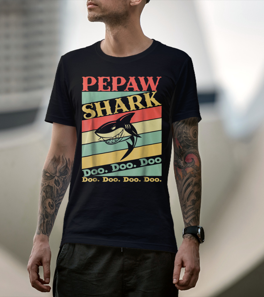 PEPAW SHARK Doo Doo Doo Retro Vintage T-Shirt